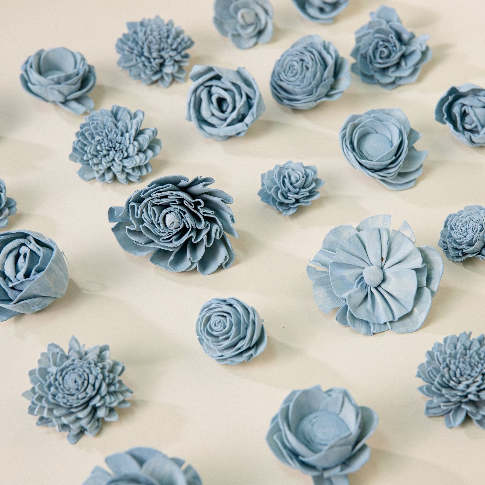 25-Pack of Dusty Blue-Colored Mixed Flowers – Sola Wood Flowers