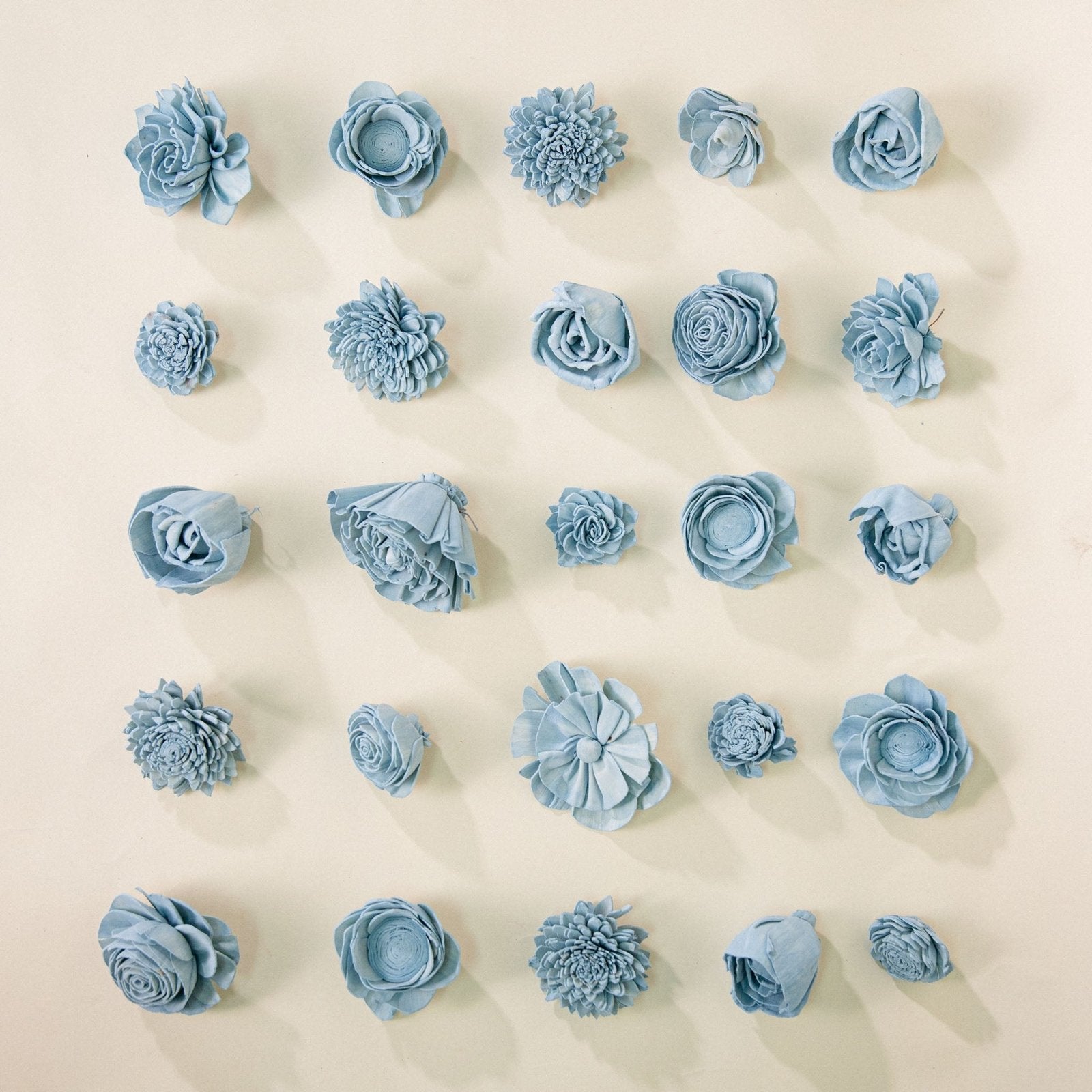 25-Pack of Dusty Blue-Colored Mixed Flowers – Sola Wood Flowers