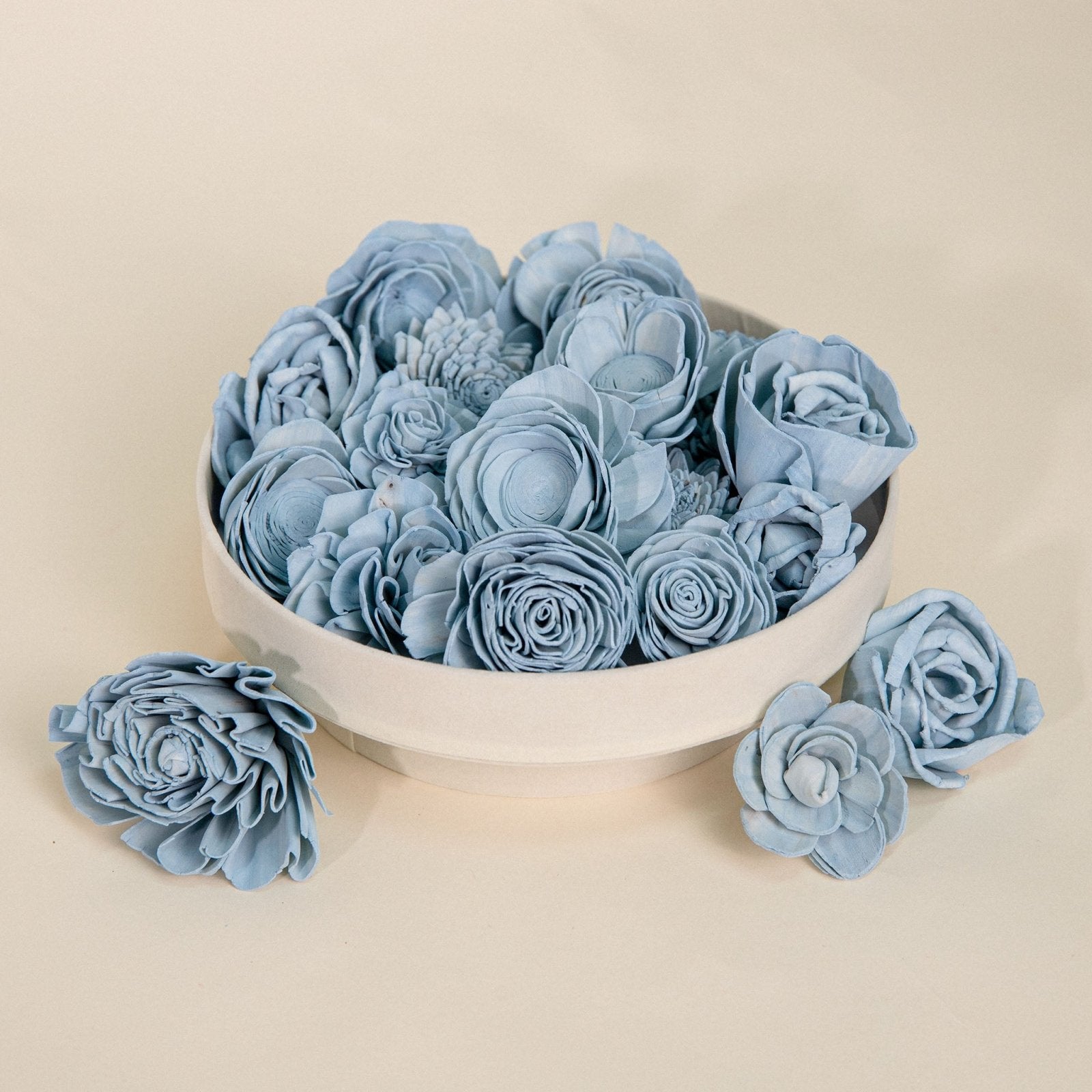 25-Pack of Dusty Blue-Colored Mixed Flowers – Sola Wood Flowers