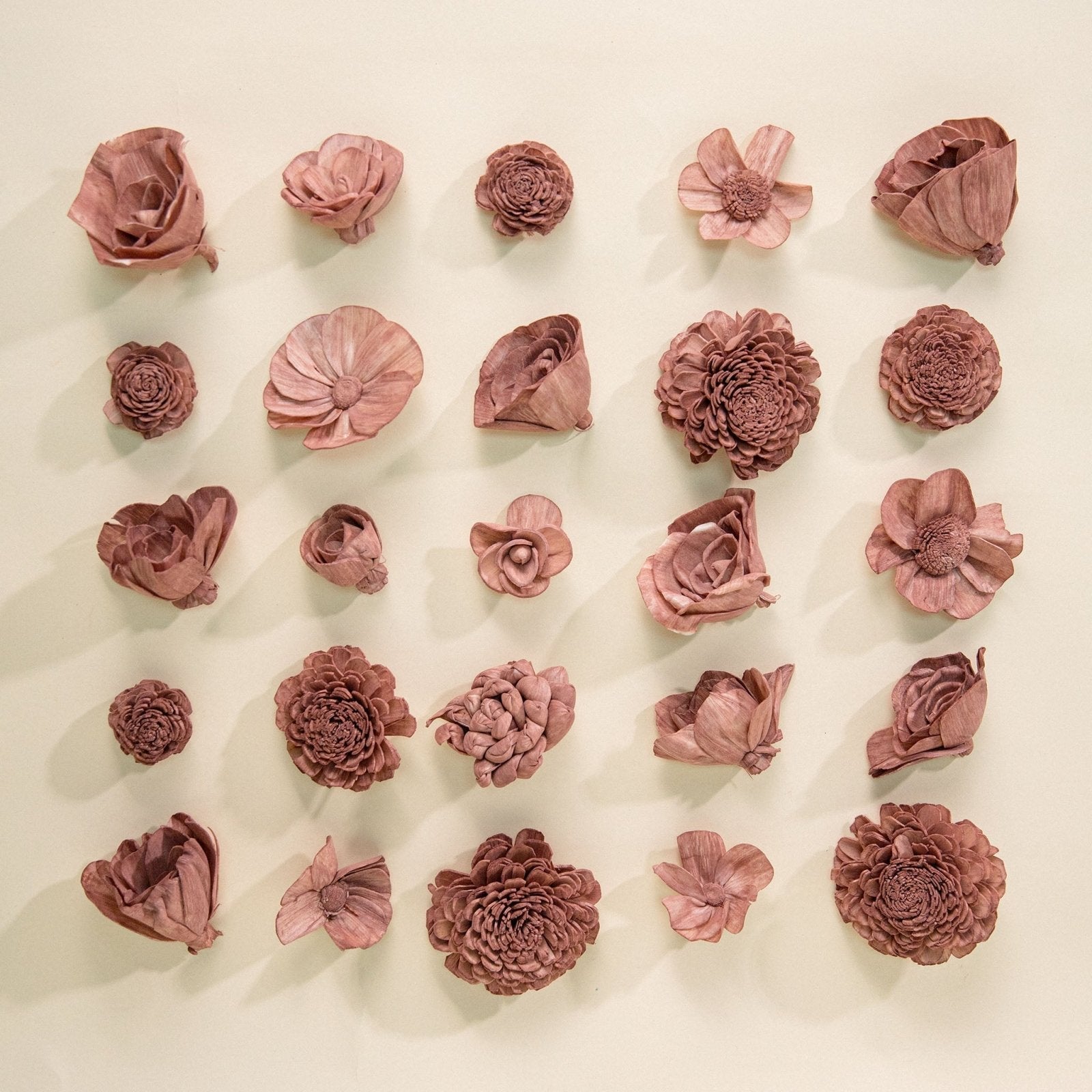 25-Pack of Mauve-Colored Mixed Flowers – Sola Wood Flowers