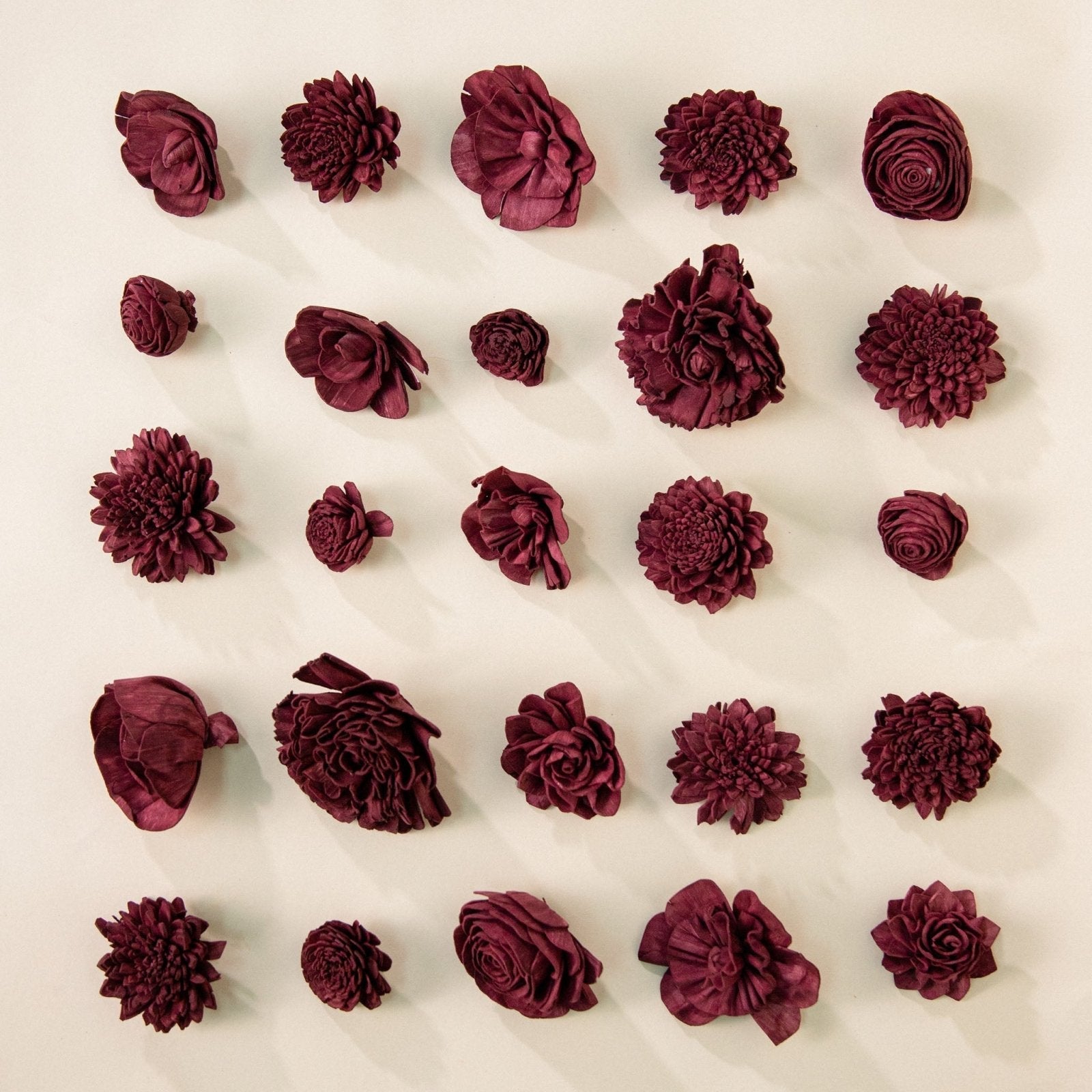 25-Pack of Merlot-Colored Mixed Flowers – Sola Wood Flowers