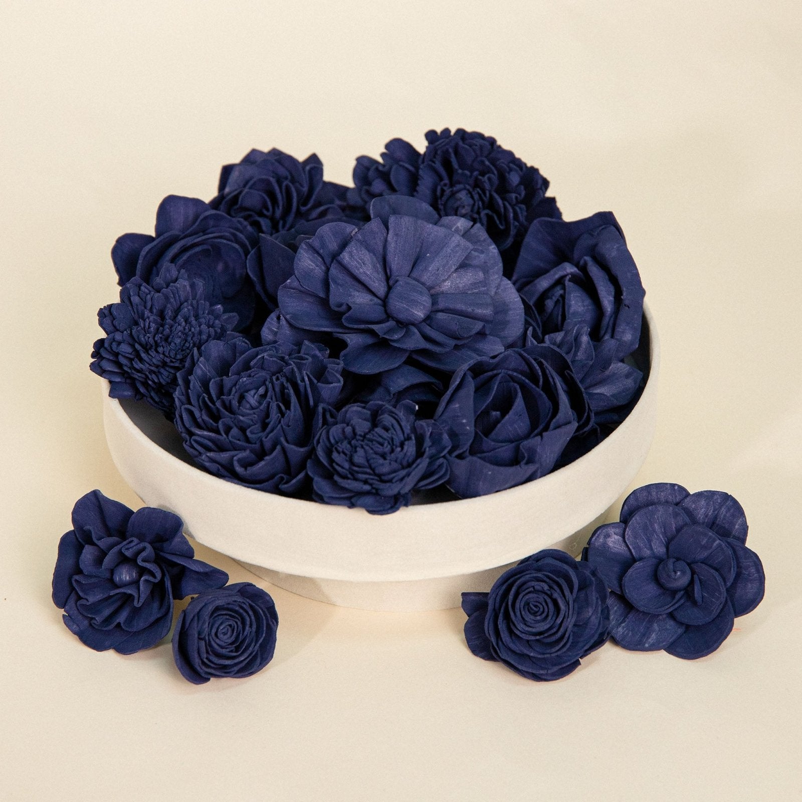 25-Pack of Navy-Colored Mixed Flowers – Sola Wood Flowers