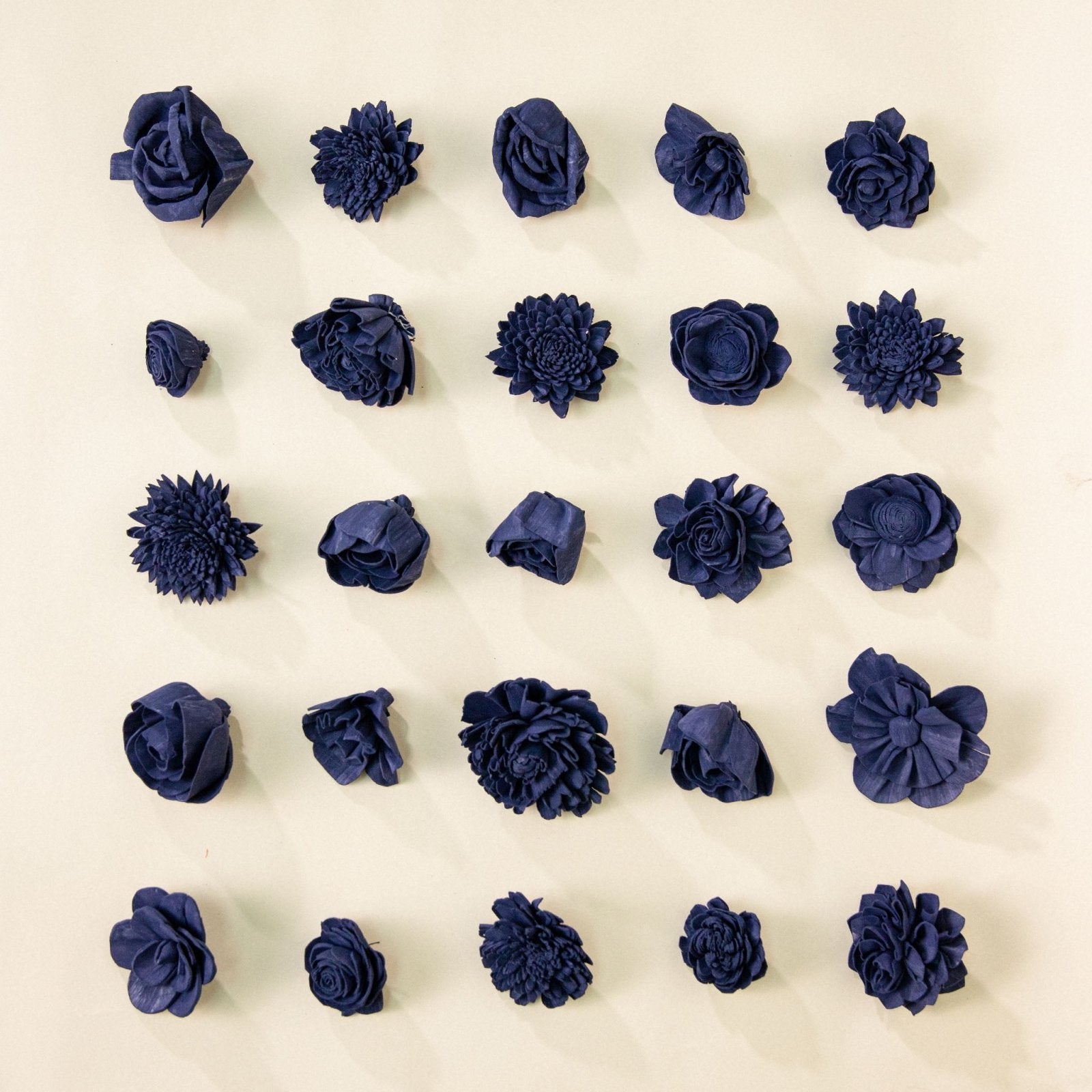 25-Pack of Navy-Colored Mixed Flowers – Sola Wood Flowers