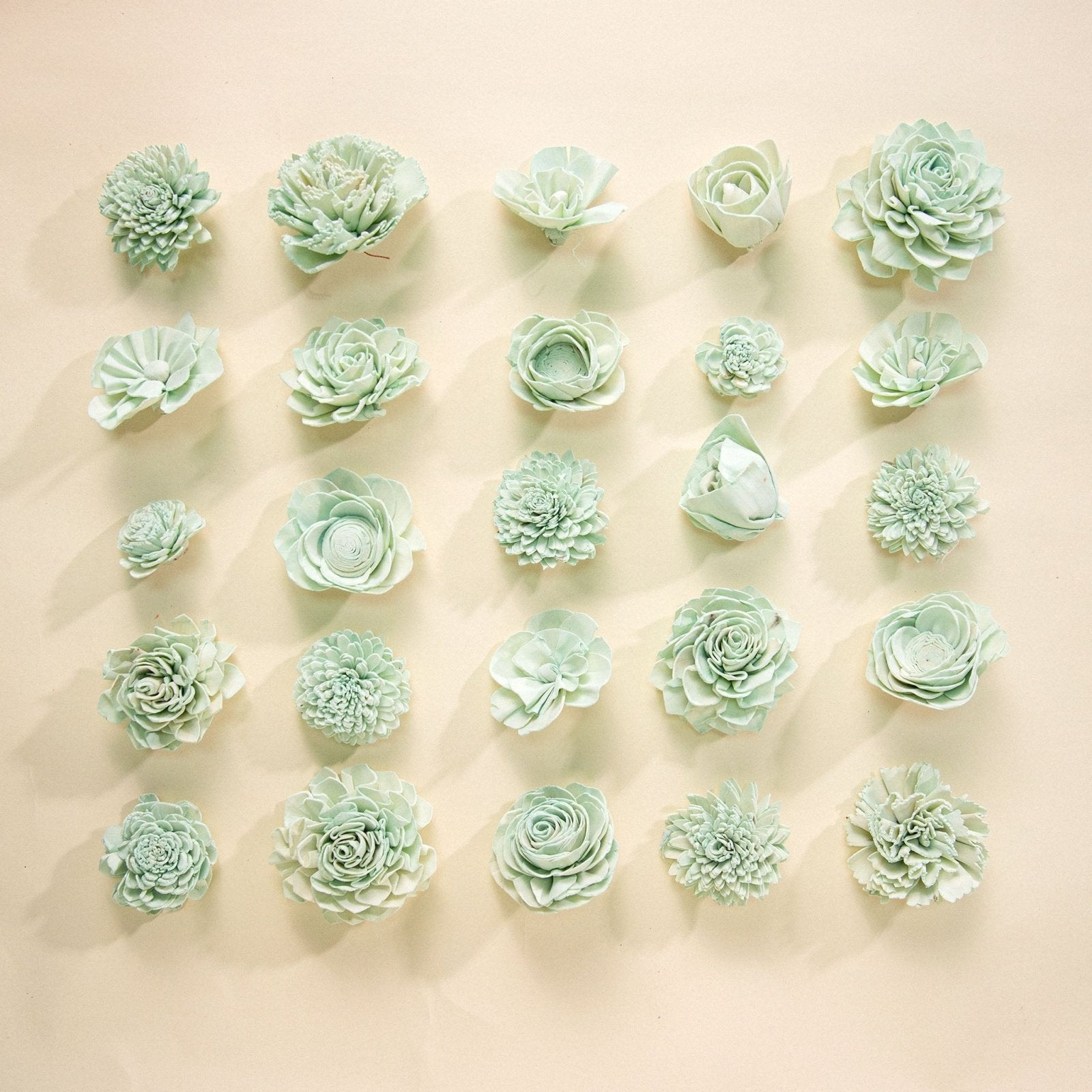 25-Pack of Sage-Colored Mixed Flowers – Sola Wood Flowers